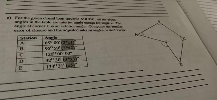 Solved e) For the given closed loop traverse ABCDE, all the | Chegg.com