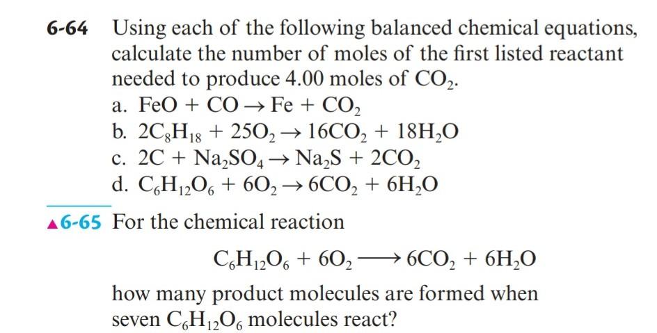 Solved 6-64 Using each of the following balanced chemical | Chegg.com