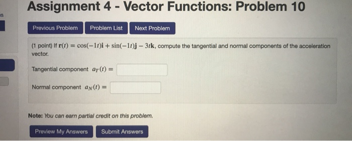 Solved Assignment 4 Vector Functions Problem 10 Us 4281