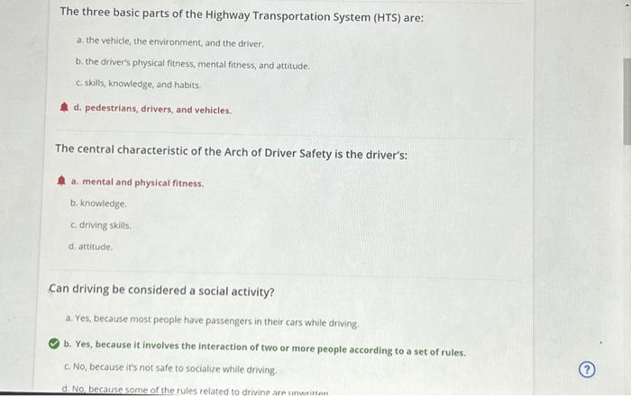 Solved The three basic parts of the Highway Transportation | Chegg.com