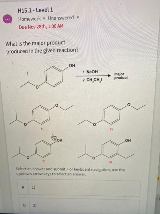 Solved H15.1 - Level 1 Homework . Unanswered Due Nov 28th, | Chegg.com