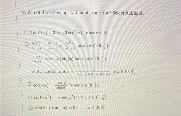 Solved Which of the following statement(s) are true? Select | Chegg.com