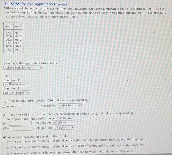 Solved Use SPSS for this Application Exercise: A RN at a | Chegg.com