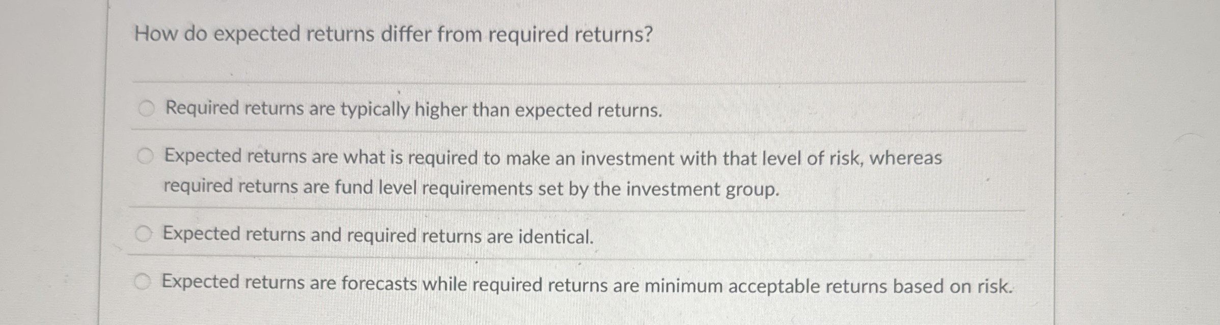 Solved How do expected returns differ from required | Chegg.com