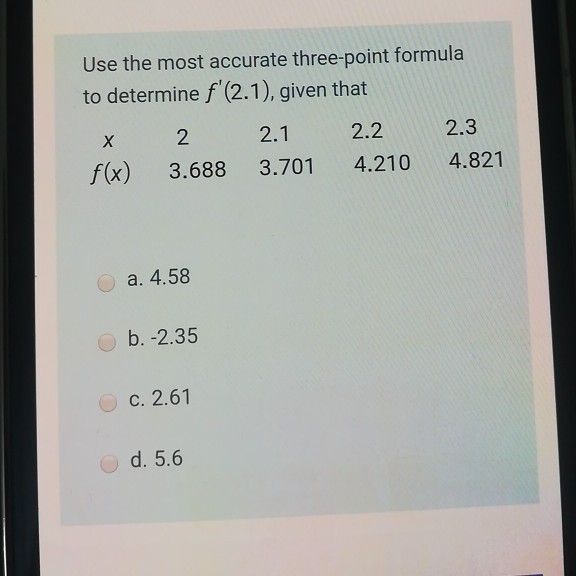 Solved Use the most accurate three-point formula to | Chegg.com