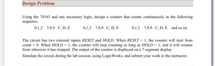 Solved Using the 74163 and any necessary logic, design a | Chegg.com