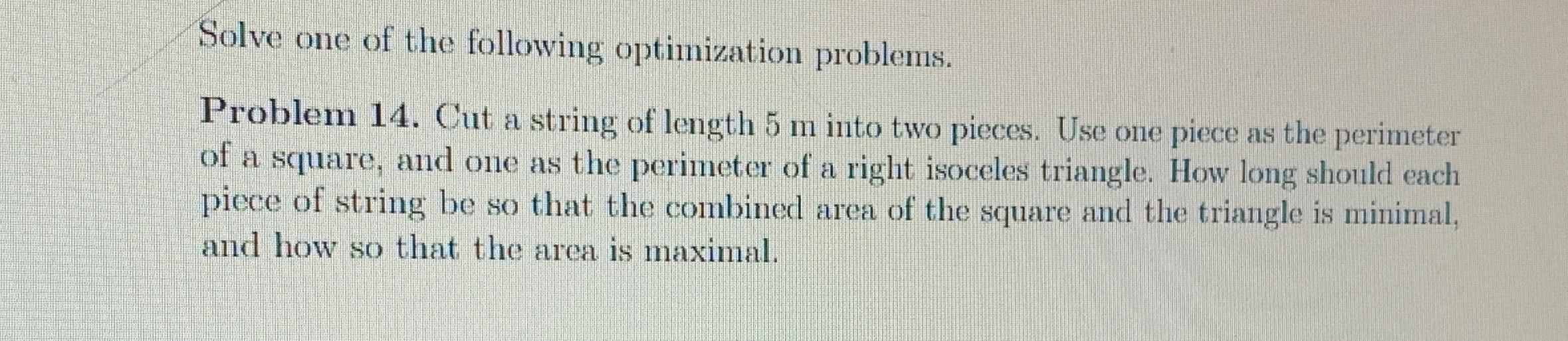 Solved Solve one of the following optimization | Chegg.com