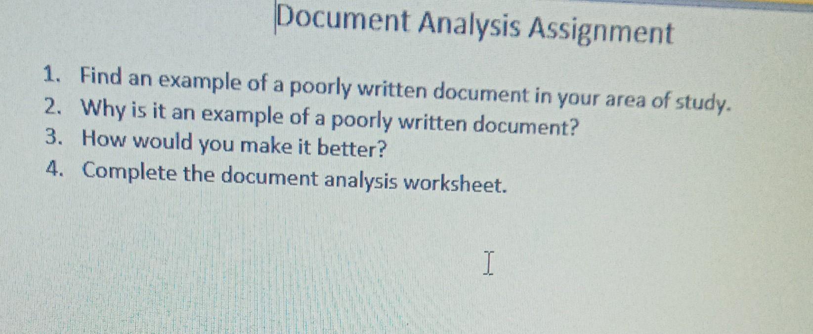 1. Find an example of a poorly written document in | Chegg.com