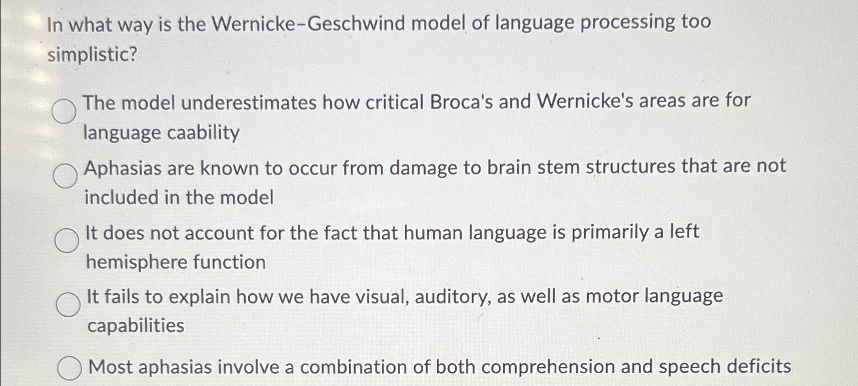 Solved In what way is the Wernicke-Geschwind model of | Chegg.com