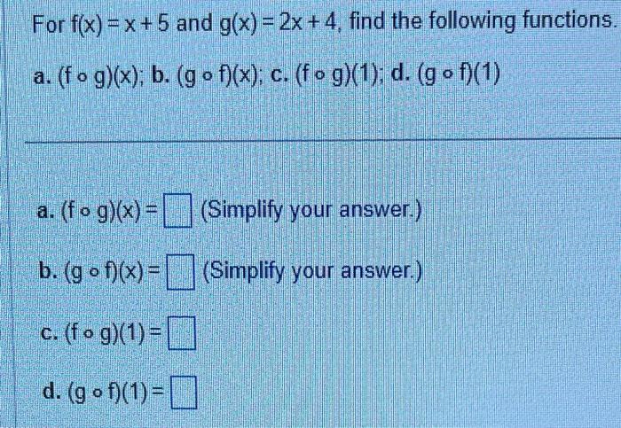 Solved For f(x)=x2+2 and g(x)=6−x, find a. (f∘g)(x); b. the | Chegg.com