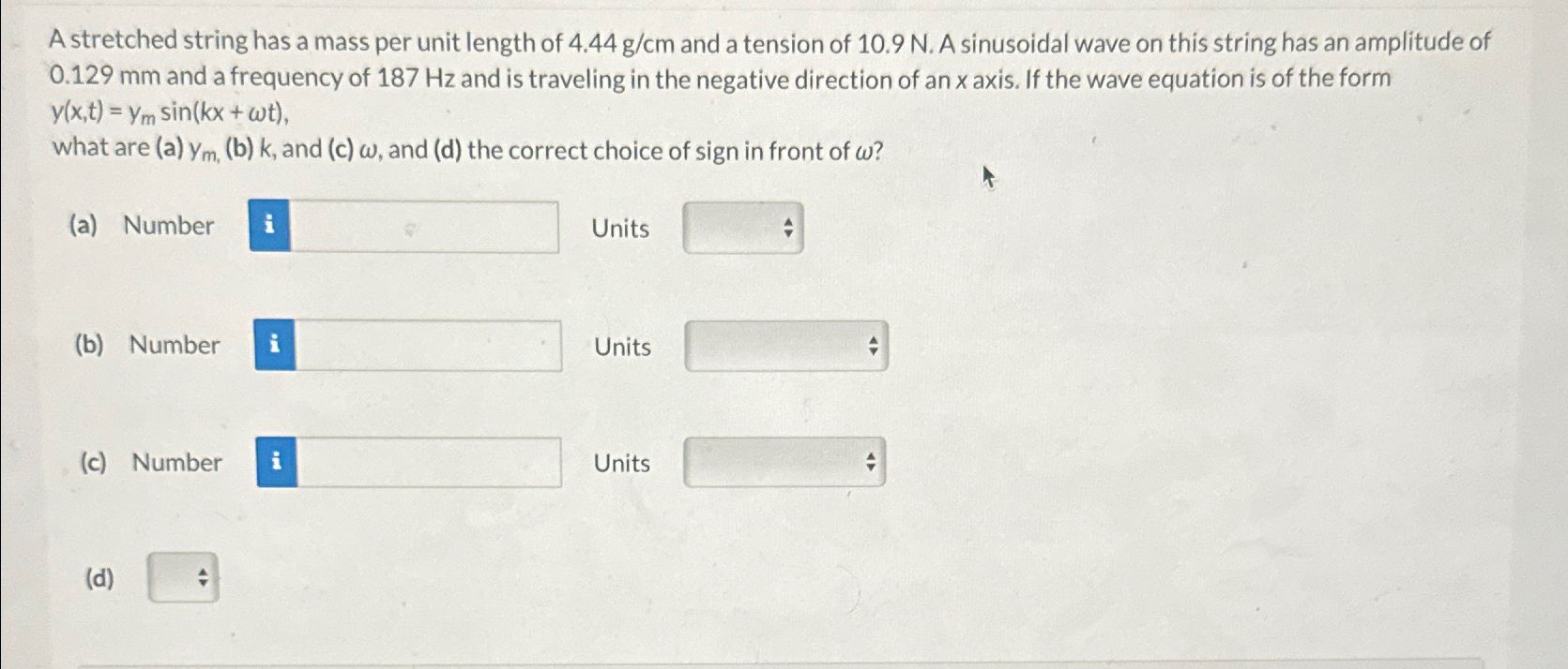 Solved A stretched string has a mass per unit length of | Chegg.com