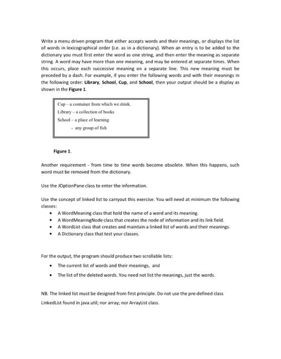 Solved Write a menu driven program that either accepts words | Chegg.com
