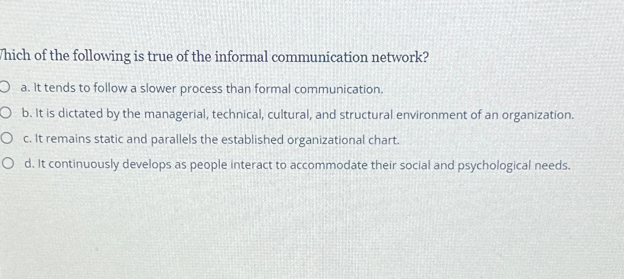 Solved hich of the following is true of the informal | Chegg.com