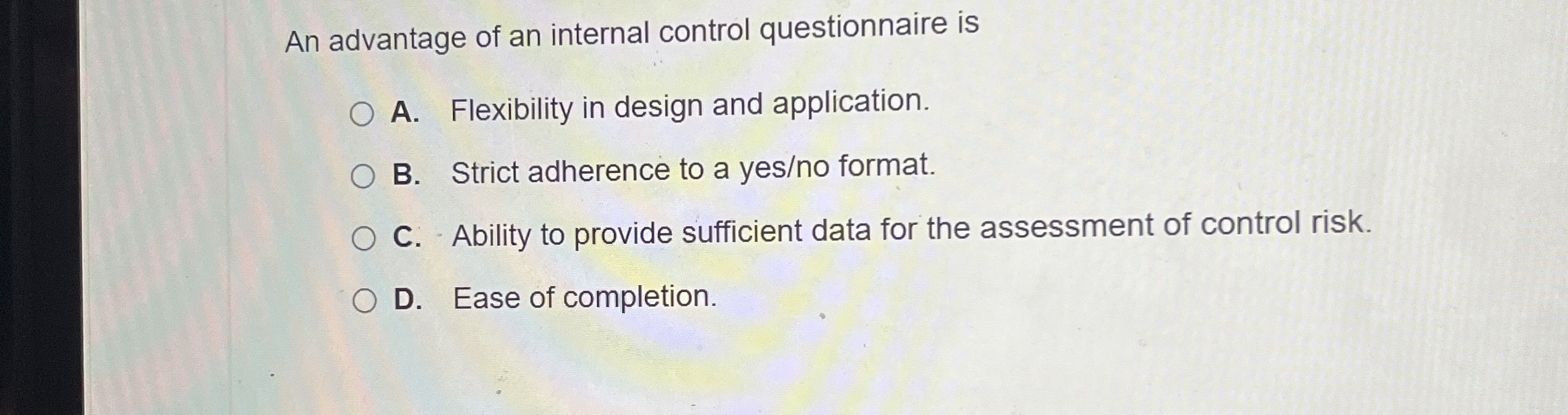Solved An advantage of an internal control questionnaire | Chegg.com