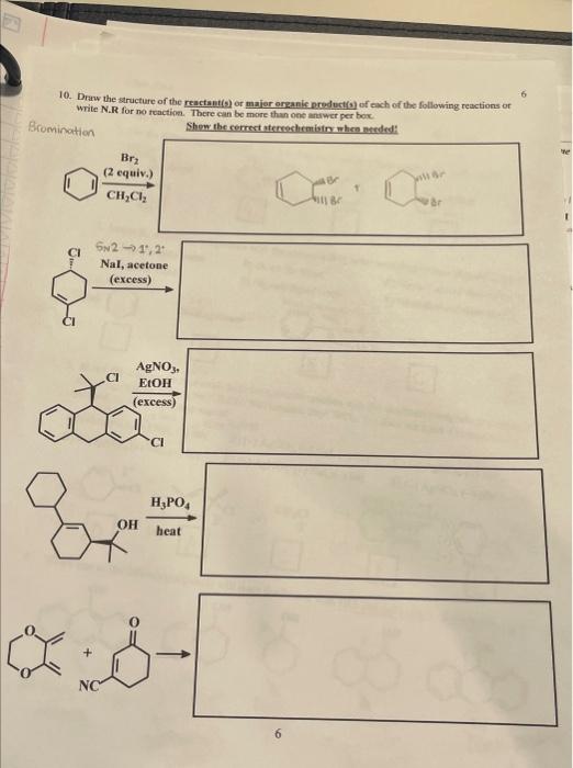 Solved 10. Draw the structure of the reactant(s) or major | Chegg.com