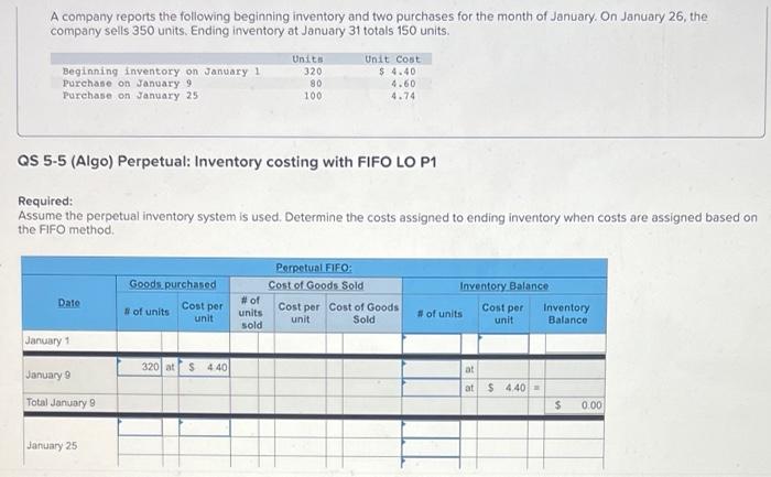 Solved A company reports the following beginning inventory | Chegg.com