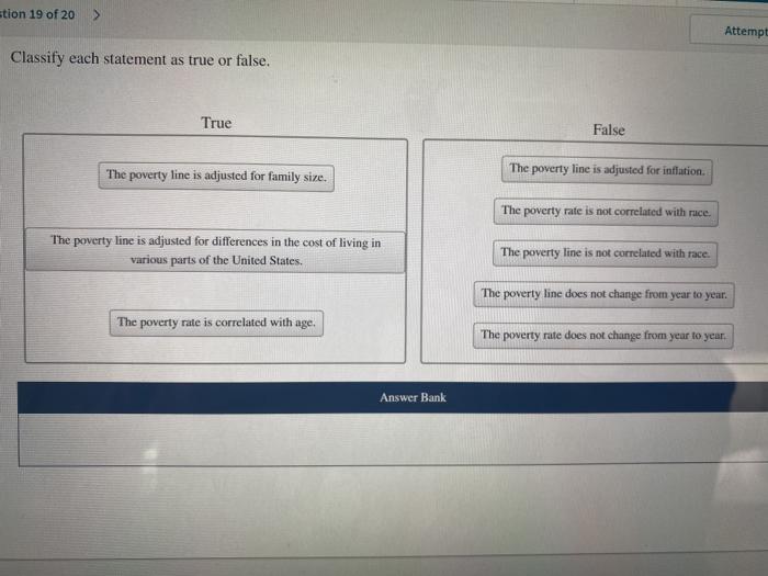 Solved stion 19 of 20 > Attempt Classify each statement as | Chegg.com