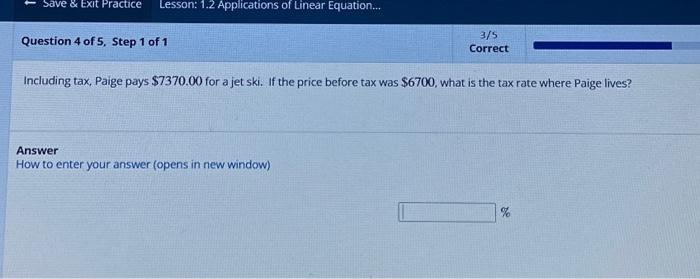 Solved + Save & Exit Practice Lesson: 1.2 Applications of | Chegg.com