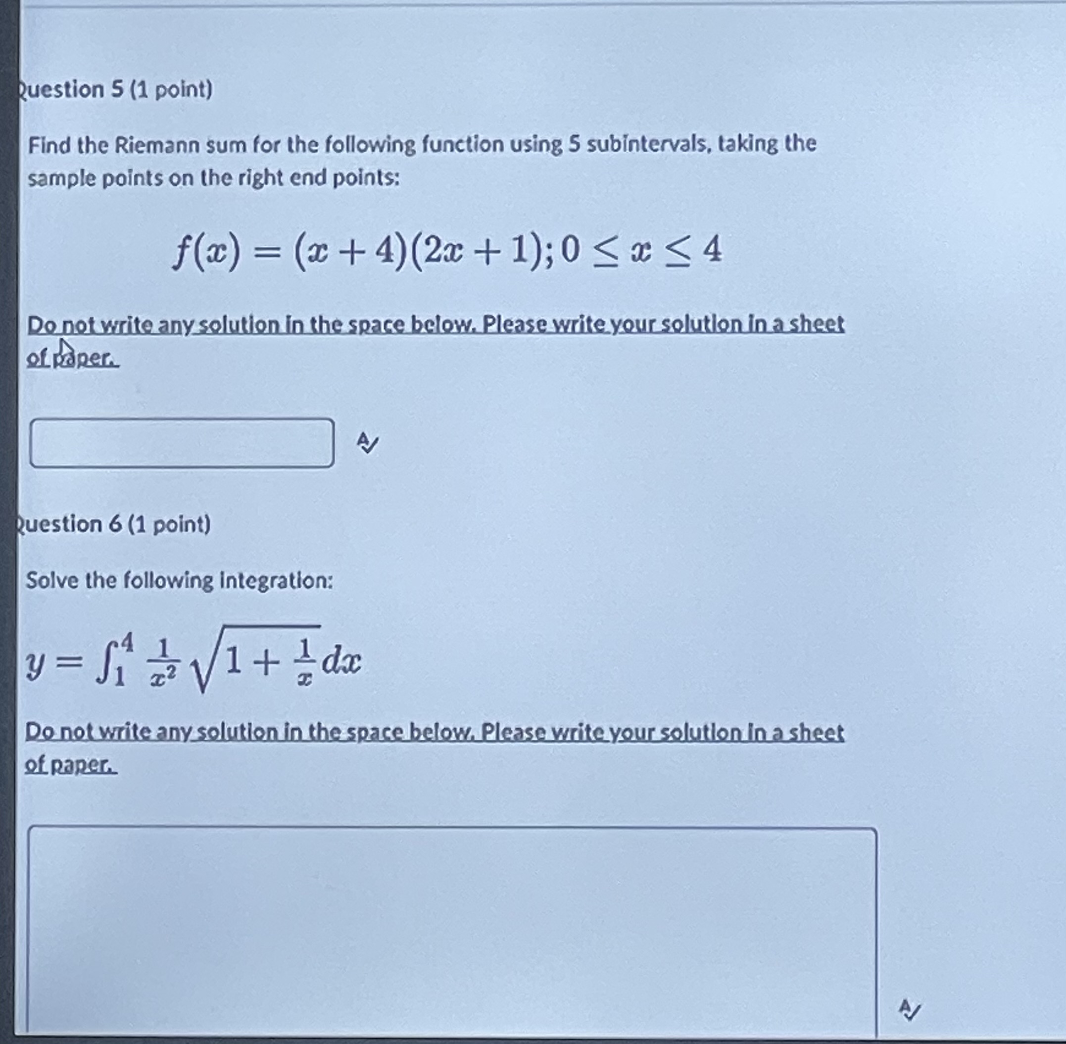 Solved Ruestion 5 (1 ﻿point)Find the Riemann sum for the | Chegg.com