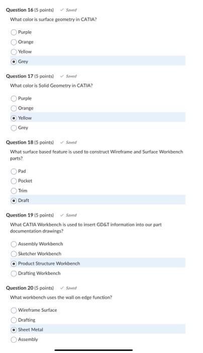 Solved What color is surface geometry in CATIA? Purple | Chegg.com