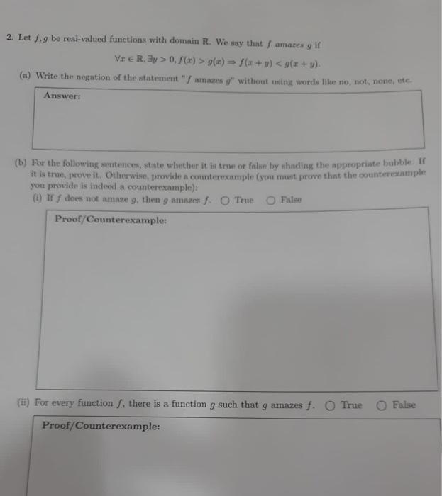 Solved 2. Let f.g be real-valued functions with domain R. We | Chegg.com