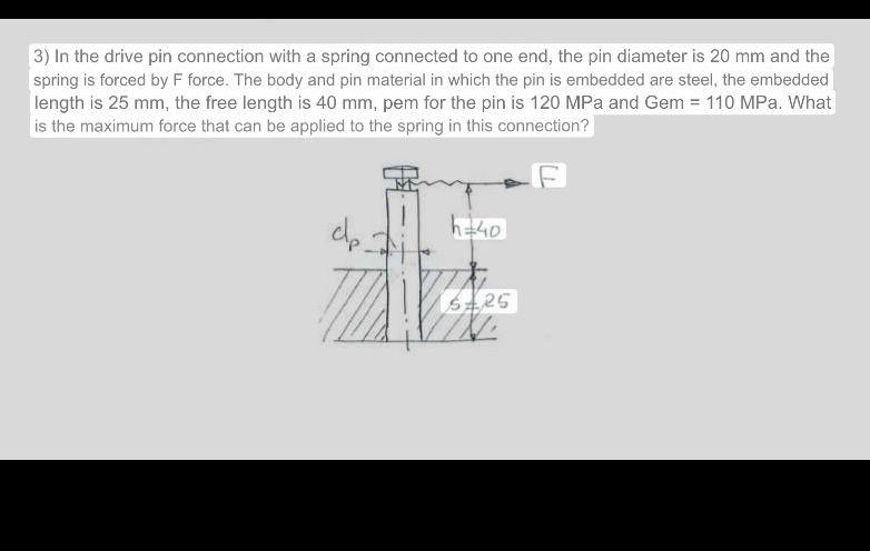 Solved In the drive pin connection with a spring connected | Chegg.com