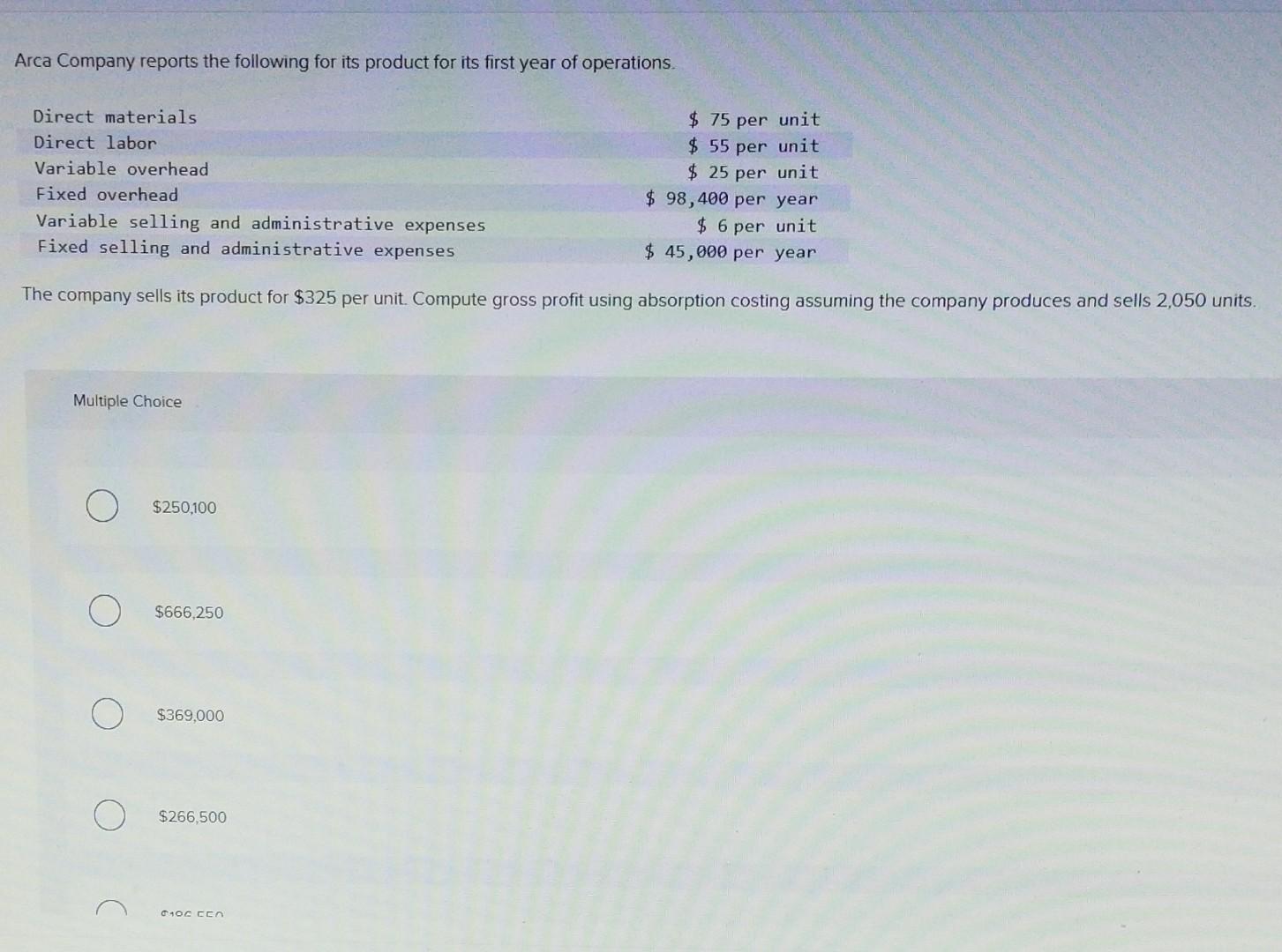 Solved Arca Company reports the following for its product | Chegg.com