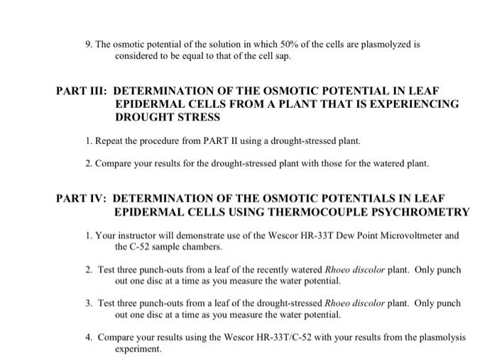 Solved PLANT CELL WATER POTENTIALS INTRODUCTION Virtually | Chegg.com