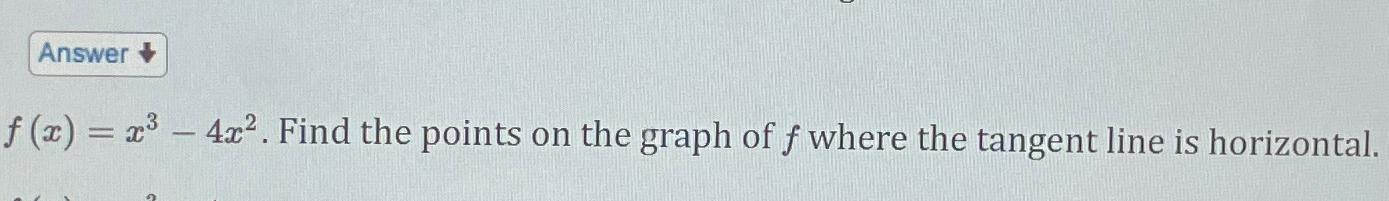 Solved f(x)=x3-4x2. ﻿Find the points on the graph of f | Chegg.com