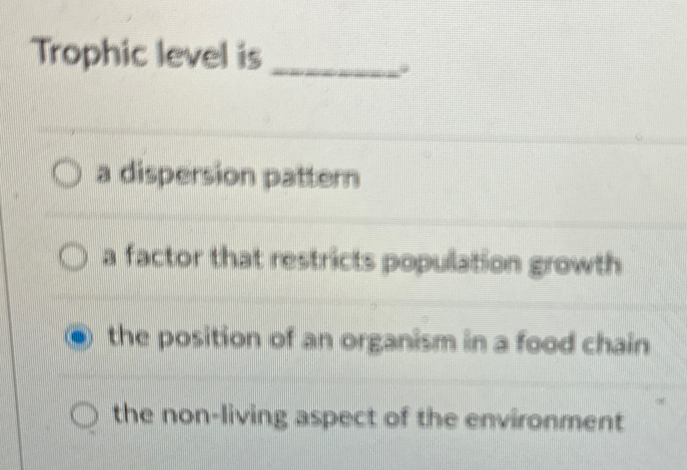 Solved Trophic level is q,a dispersion patterna factor that | Chegg.com