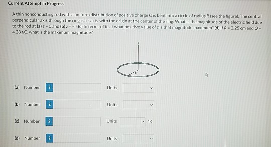 Solved Current Attempt in Progress Athin nonconducting rod | Chegg.com