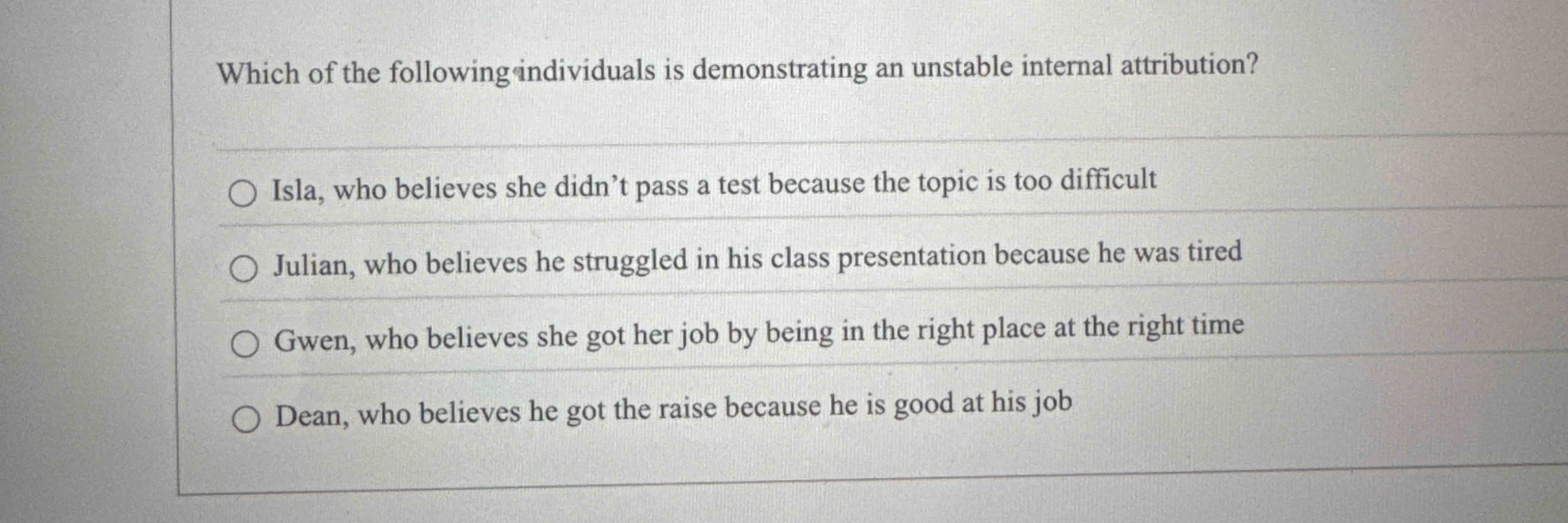 Solved Which of the following individuals is demonstrating | Chegg.com