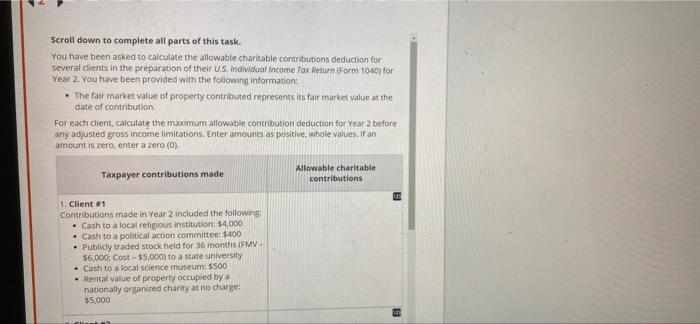 Solved Scroll down to complete all parts of this task. You | Chegg.com