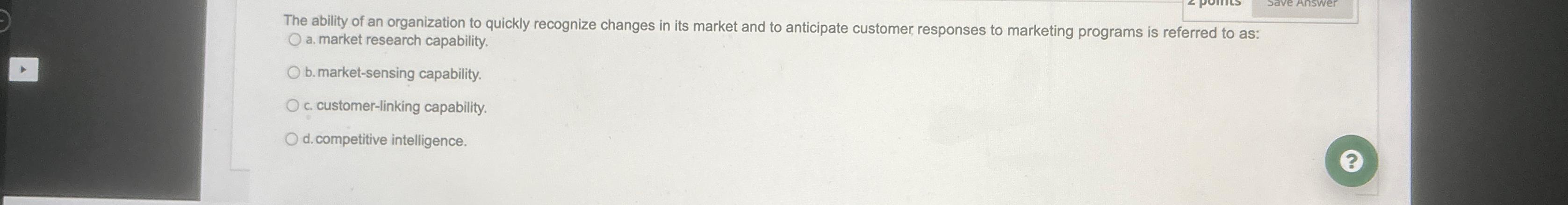 Solved The ability of an organization to quickly recognize | Chegg.com