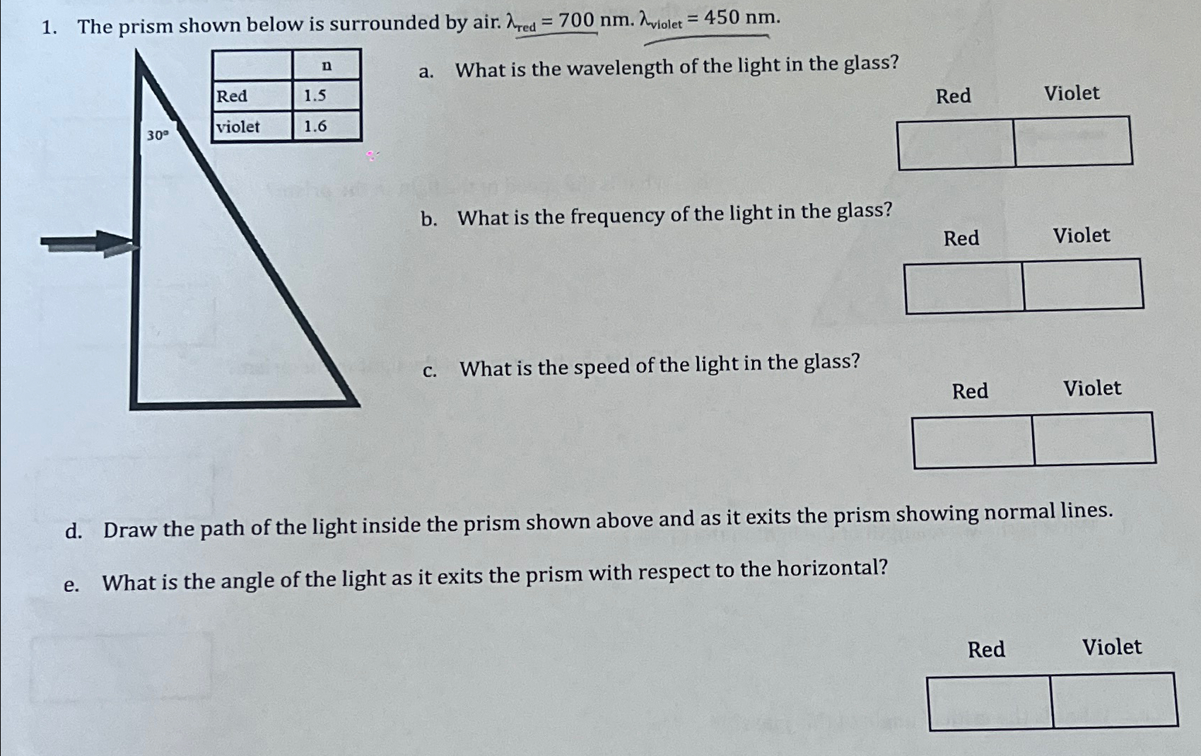 Solved The prism shown below is surrounded by air. | Chegg.com
