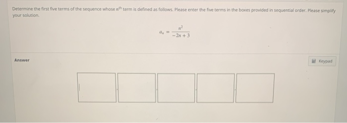 Solved Determine the first five terms of the sequence whose | Chegg.com