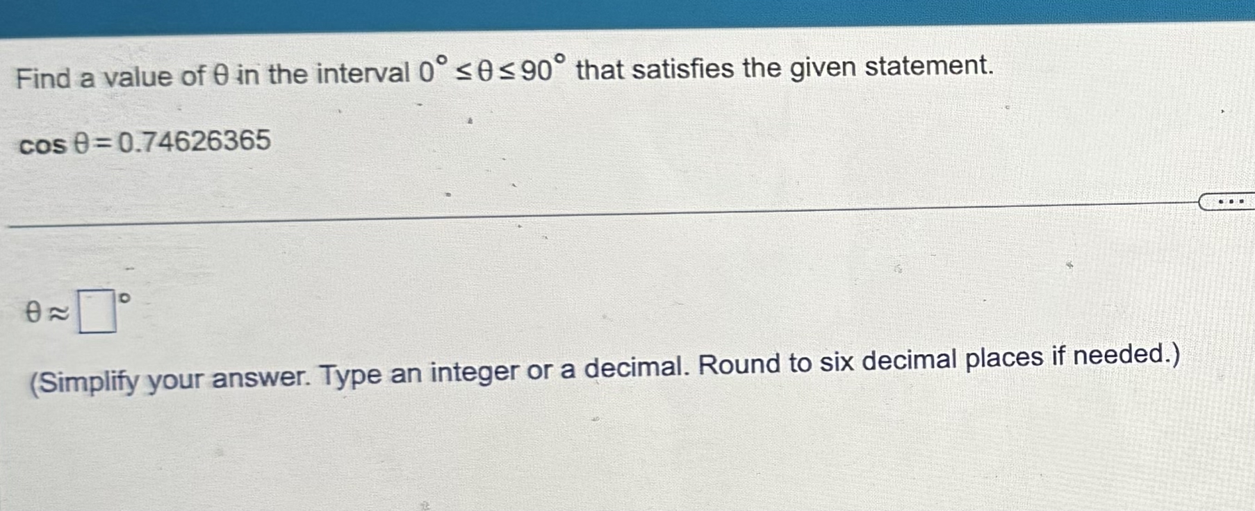 Solved Find a value of θ ﻿in the interval 0°≤θ≤90° ﻿that | Chegg.com