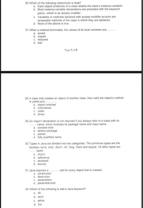 Solved 1. Which of the following is false? a. | Chegg.com