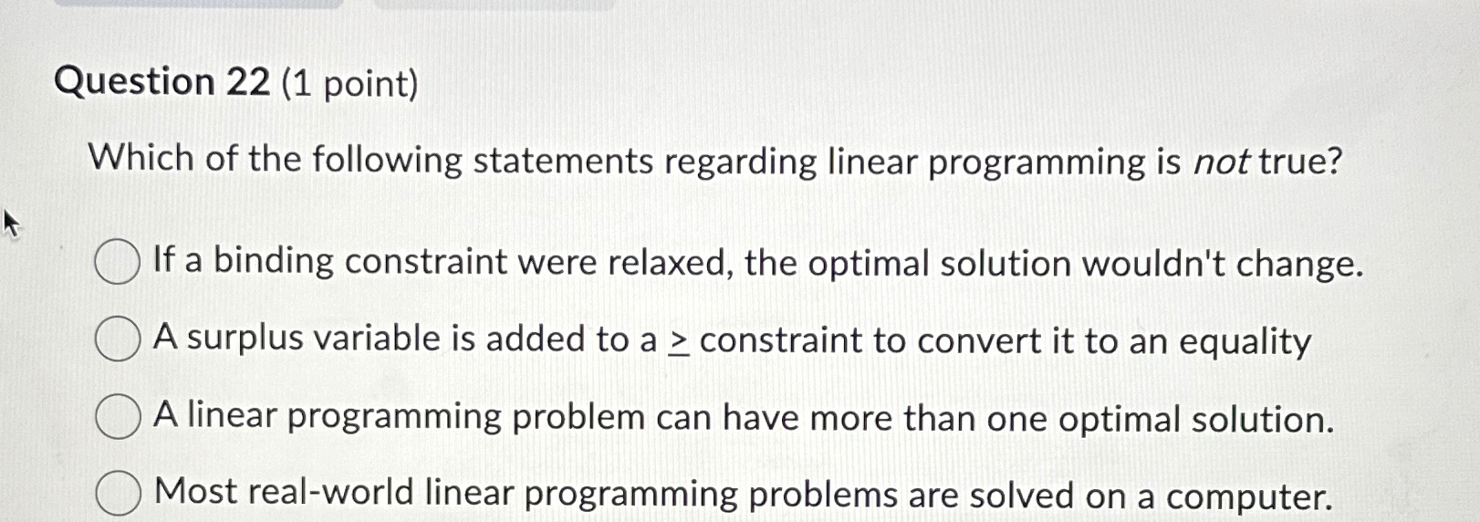 Solved Question 22 (1 ﻿point)Which of the following | Chegg.com
