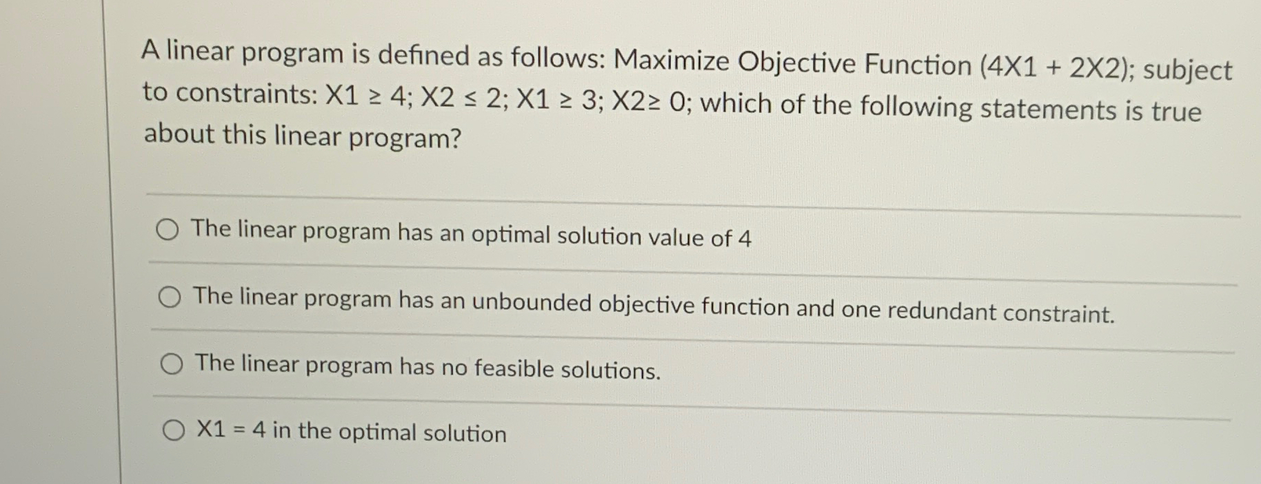 Solved A Linear Program Is Defined As Follows Maximize