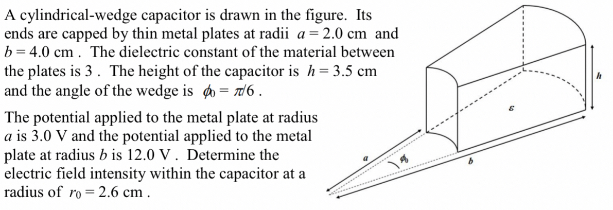 Solved A cylindrical-wedge capacitor is drawn in the figure. | Chegg.com