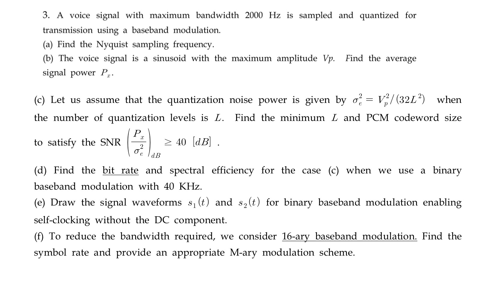 Solved A voice signal with maximum bandwidth 2000Hz ﻿is | Chegg.com