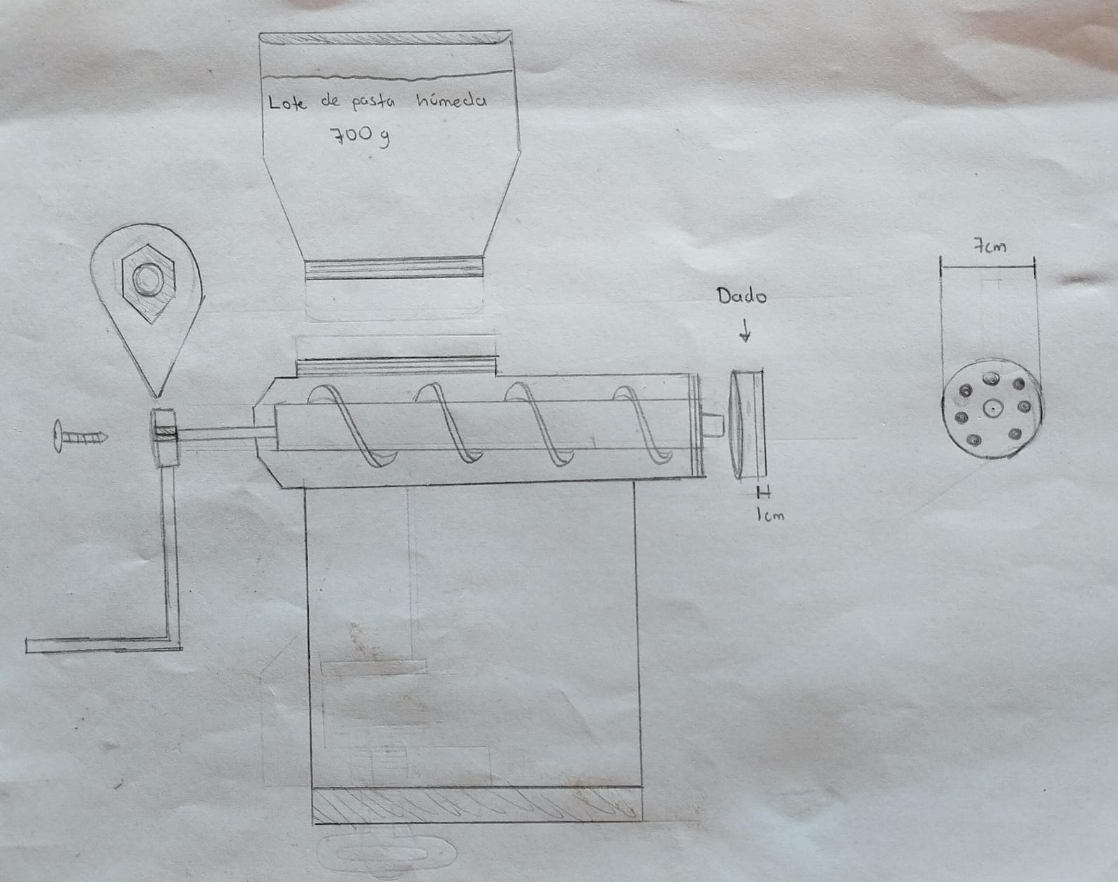 Solved I have made a sketch of a pasta extruder, where pasta | Chegg.com