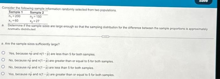 Solved Consider the following sample information randomly | Chegg.com