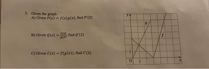 Solved 3. Given the graph: A) Given P(x)=f(x)g(x), find | Chegg.com