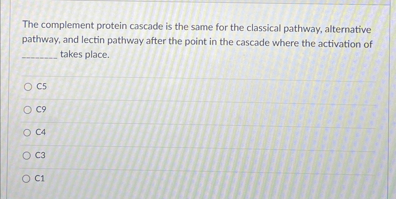 Solved The complement protein cascade is the same for the | Chegg.com