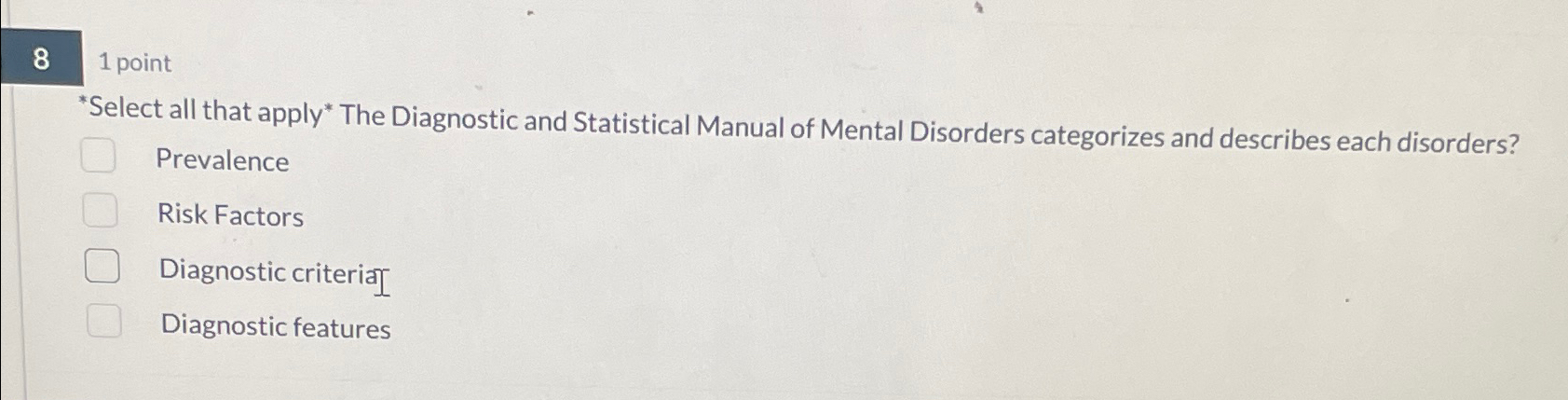 Solved 81 ﻿point ﻿The Diagnostic and Statistical Manual of | Chegg.com
