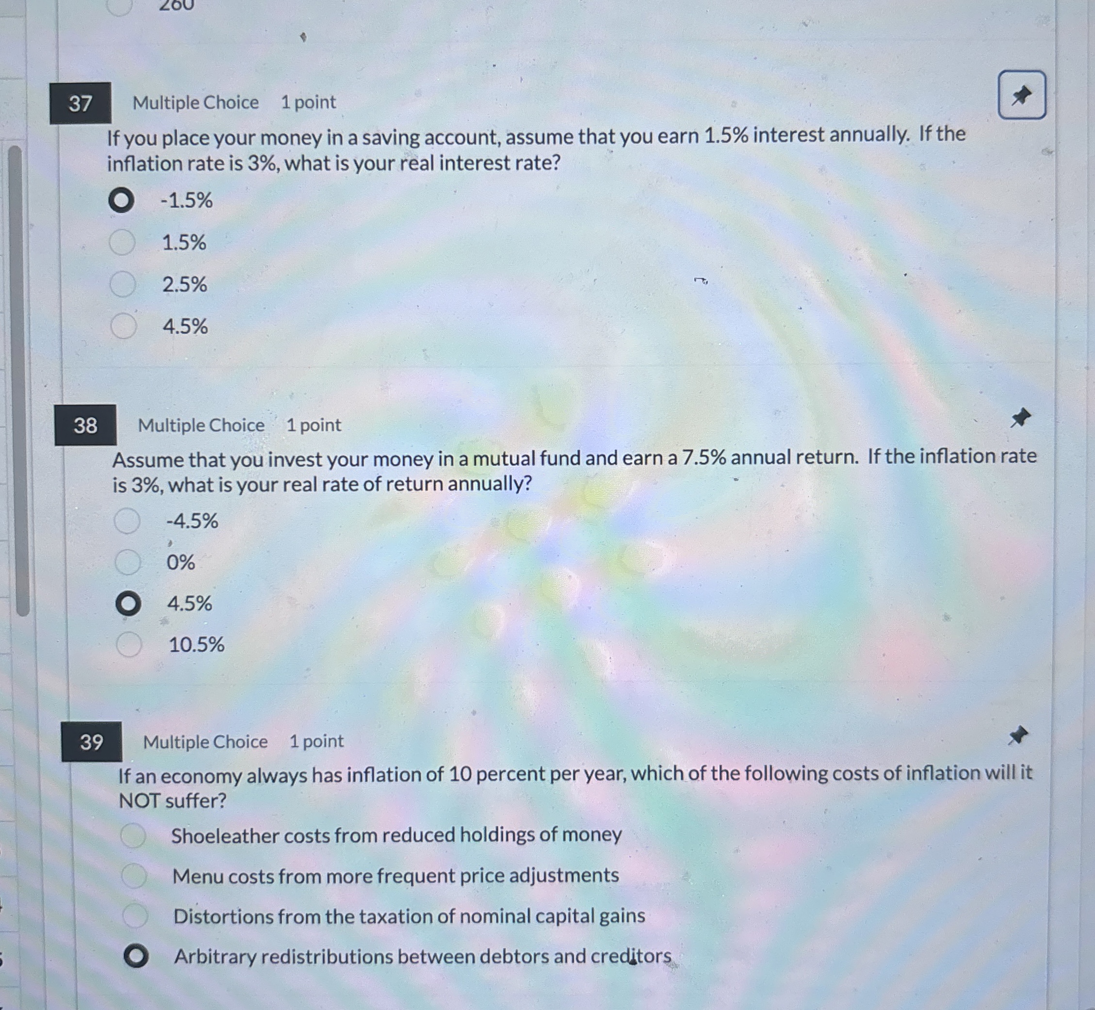Solved 37Multiple Choice1 ﻿pointIf you place your money in a | Chegg.com