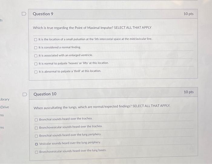 Solved Which is true regarding the Point of Maximal Impulse? | Chegg.com