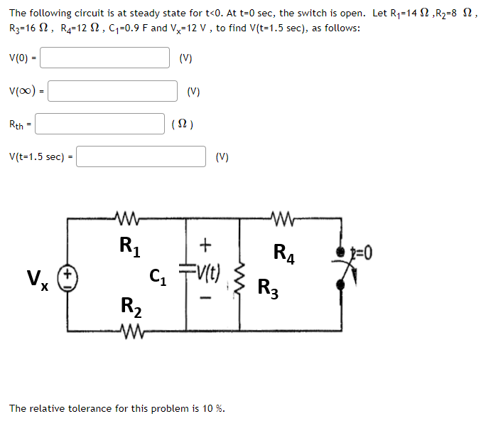 Solved The following circuit is at steady state for t